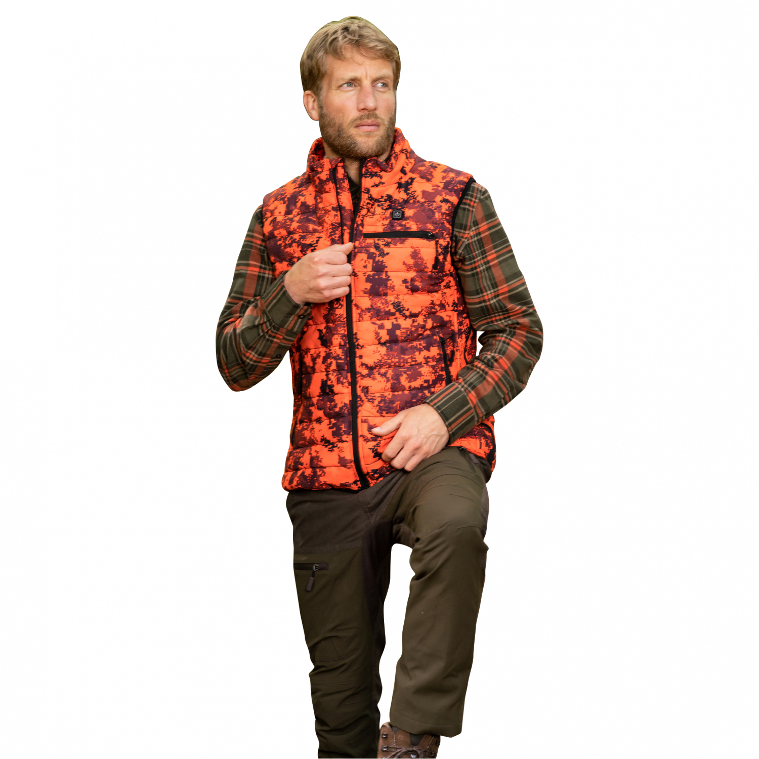 il Lago Red Level Heizweste Feuerland Herren (Orange Camouflage ...